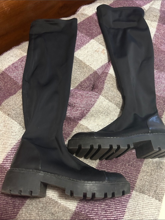 Zara | Shoes | Zara Black Overtheknee Lug Sole Boots | Poshmark